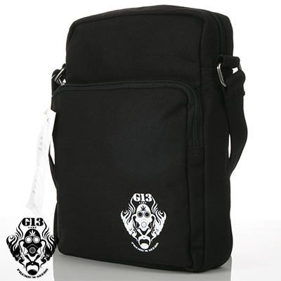 G13 Labs Printed Gas Mask Lady Logo Shoulder Bag Black